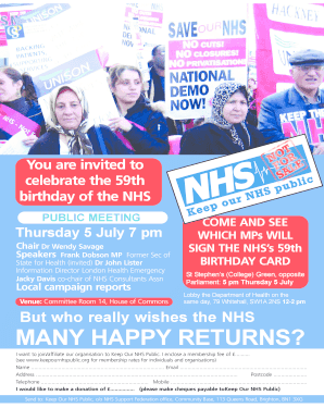 Fillable Online nhscampaign You are invited to celebrate the 59th ...