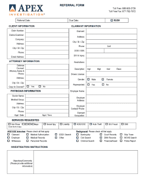 Fillable Online Apex Referral Form - bapexpibbcomb Fax Email Print - pdfFiller