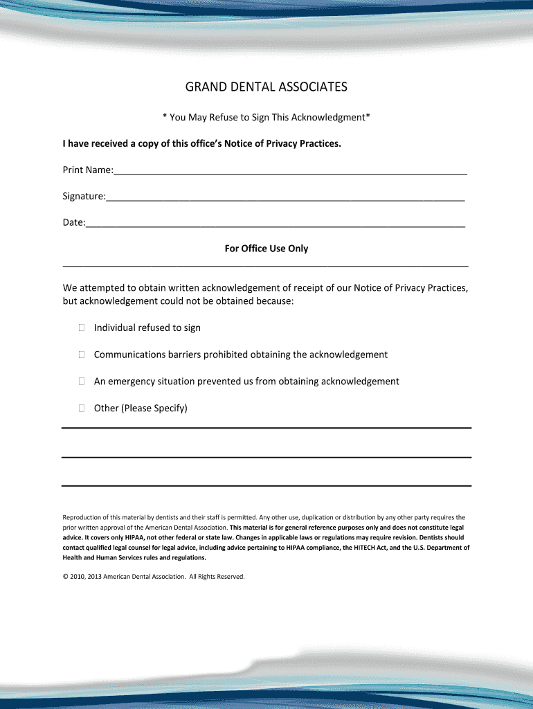 Fillable Online HIPAA Signature Form - Grand Dental Group Fax Email ...