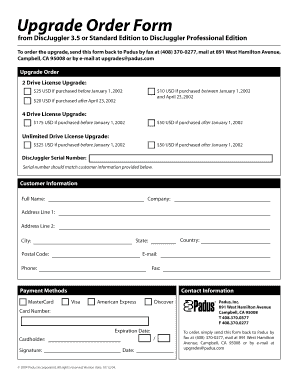 Fillable Online DiscJuggler Upgrade Order Form Fax Email Print - pdfFiller