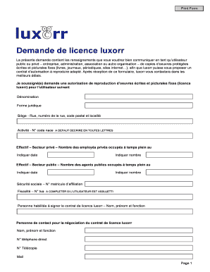 Remplissable En Ligne luxorr Demande de licence bluxorrb Fax Email ...