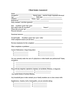 Fillable Online Client Intake Assessment - DS Alternative Choices Fax ...