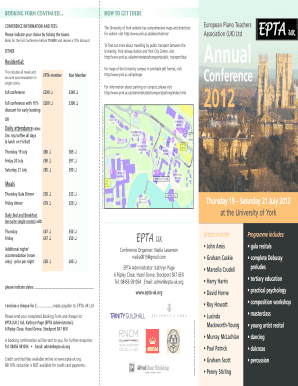 Fillable Online epta-uk CONFERENCE INFORMATION AND FEES Association bUKb Ltd 19 - epta-uk Fax ...