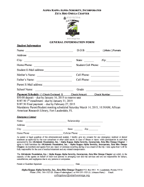 Fillable Online zetarhoomega GENERAL INFORMATION FORM Student ... - Zeta Rho Omega ...