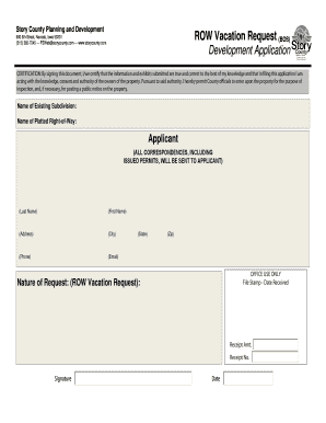 Fillable Online ROW Vacation Request BOS Development Application Fax ...