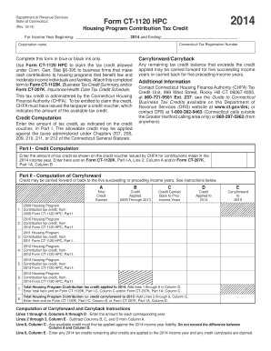 Fillable Online ct CT-1120 HPC 2014 Housing Program Contribution Tax ...