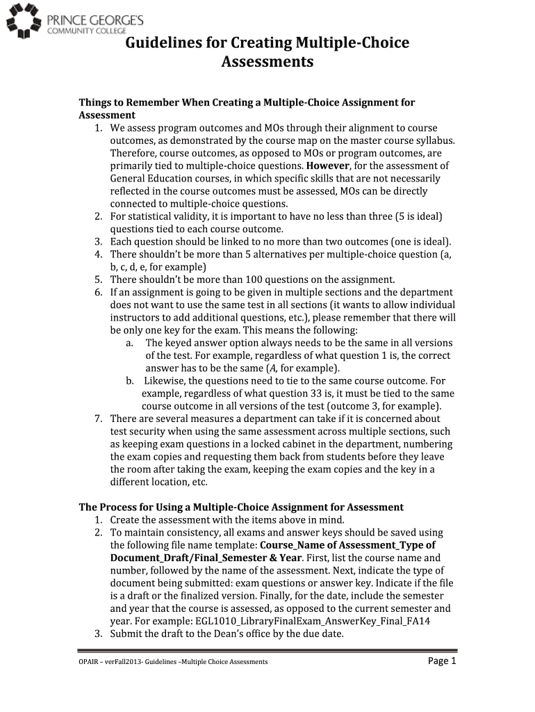 Fillable Online Guidelines for Creating Multiple-Choice Fax Email Print ...