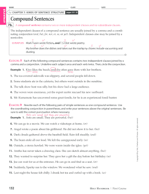 Fillable Online CHAPTER 7 KINDS OF SENTENCE STRUCTURE Compound ...