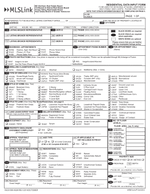 Fillable Online RESIDENTIAL DATA INPUT FORM - Selmak Realty Fax Email ...