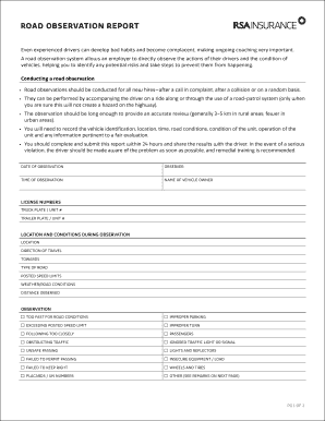 Fillable Online rsaautofleet Road observation report - RSA Auto Fleet ...