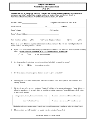Fillable Online tbs-online Confidential Information Form - Temple B'nai ...