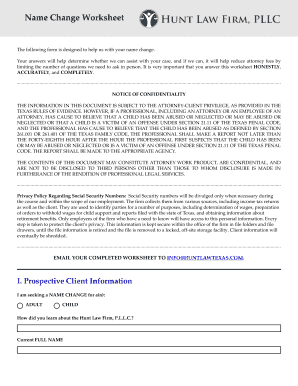 Fillable Online Name Change Worksheet Fax Email Print - pdfFiller