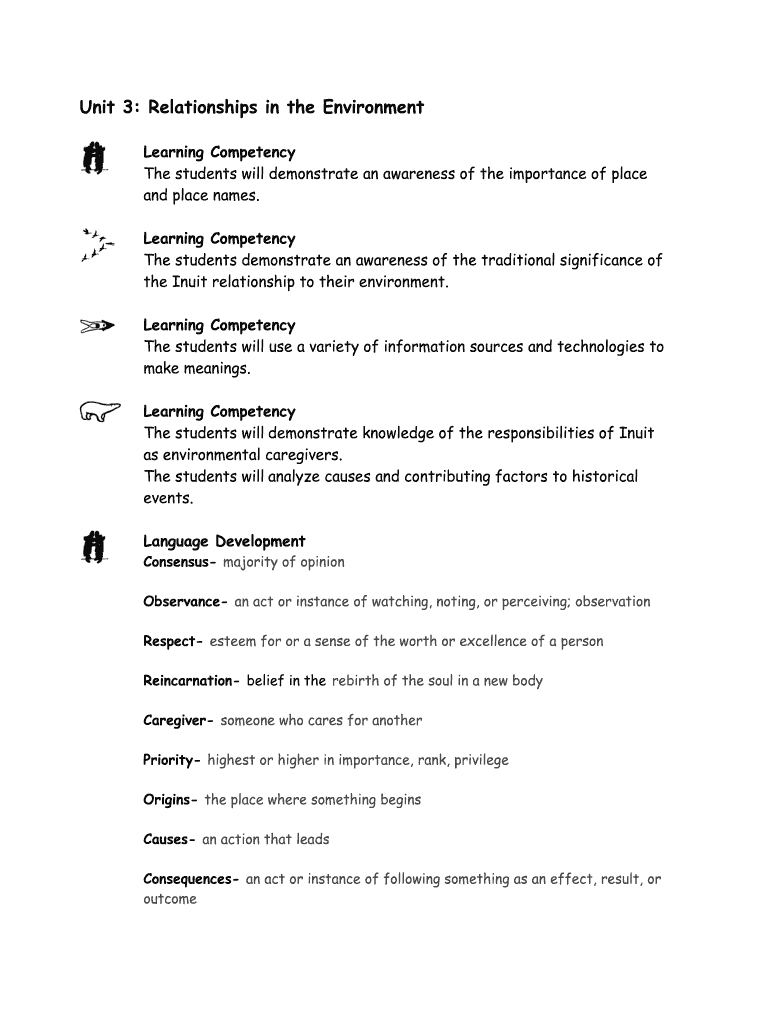 Fillable Online taloyoaknunavut Unit 3 Relationships in the Environment - Taloyoak Nunavut ...