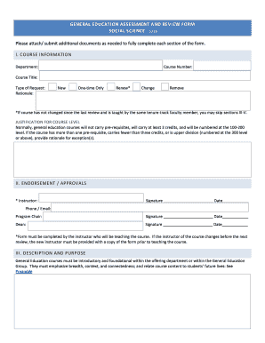 Fillable Online umt GENERAL EDUCATION ASSESSMENT AND REVIEW FORM Fax Email Print - pdfFiller