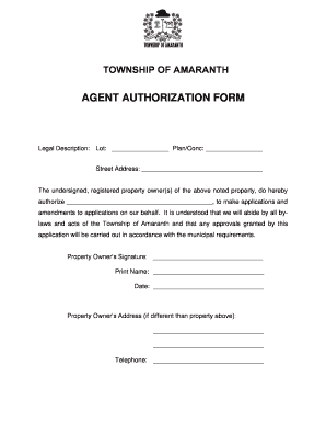 Fillable Online amaranth AGENT AUTHORIZATION FORM - bamaranthbbcab Fax ...