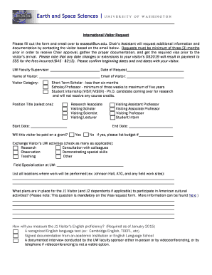 Fillable Online ess washington International Visitor Request Please ...