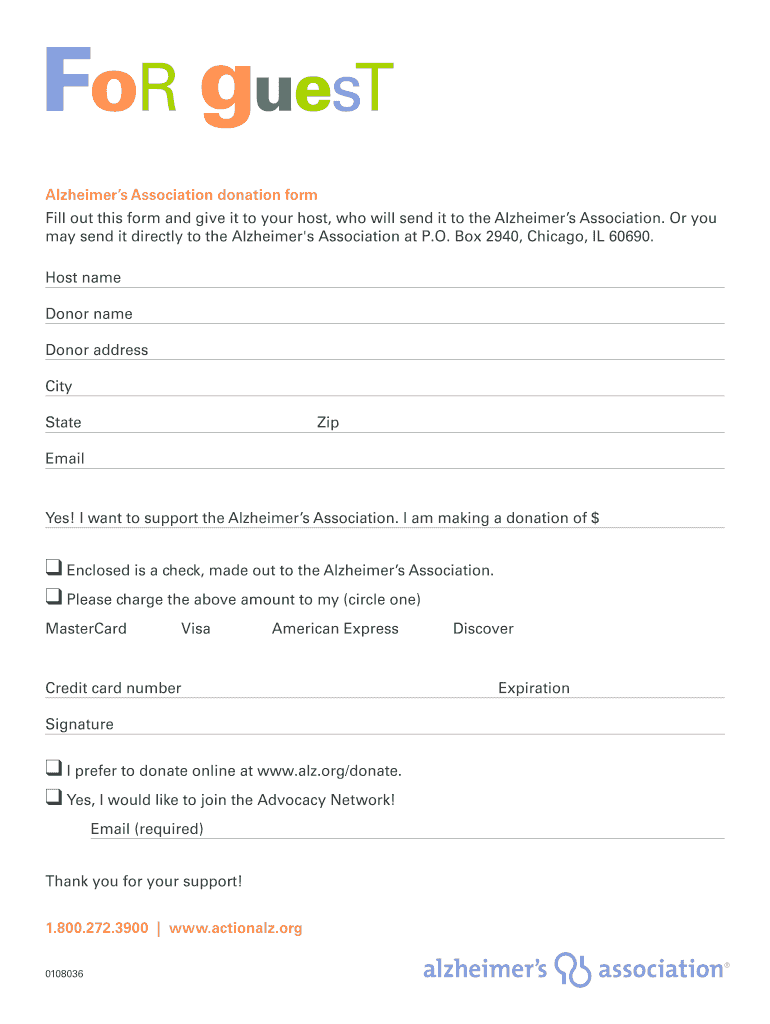 Fillable Online actionalz Alzheimers Association donation form ...
