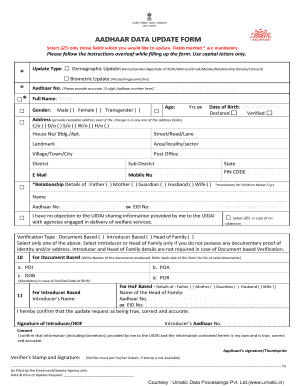 Fillable Online umatic AADHAAR DATA UPDATE FORM - bumaticbbinb Fax Email Print - pdfFiller