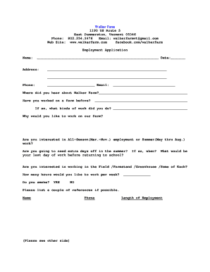 Walker Farm Employment Application - Fill and Sign Printable Template ...