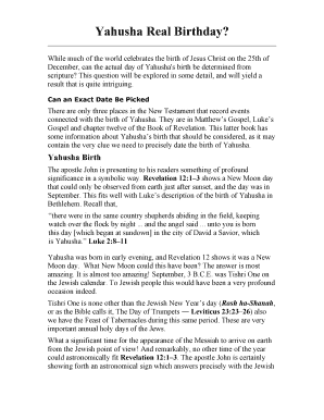 Fillable Online Yahusha Real Birthday Fax Email Print - pdfFiller