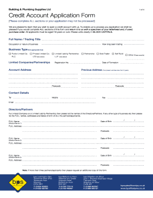 Fillable Online bpslifestyles co BPS-CreditApplication2016 Fax Email ...