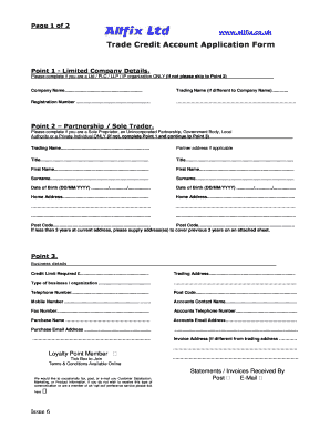 Fillable Online allfix co Trade Credit Account Application Form ...