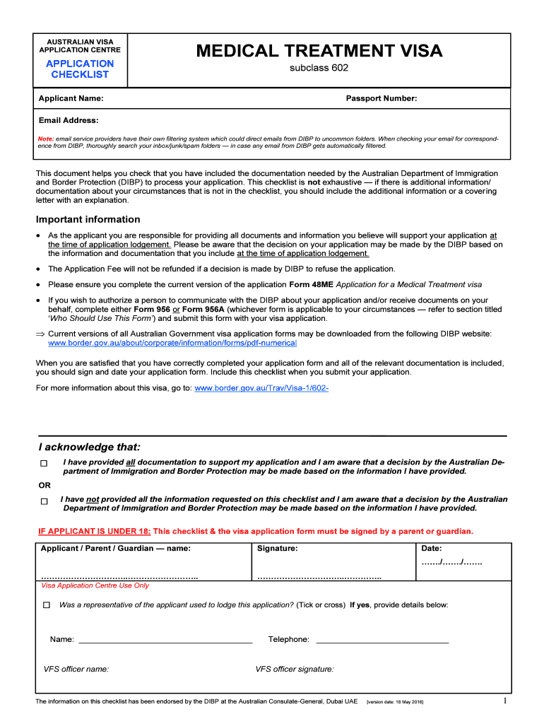 Fillable Online AUSTRALIAN VISA APPLICATION CENTRE APPLICATION ...