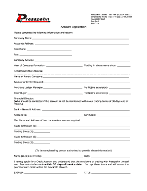Fillable Online Account Application (PDF Format) Fax Email Print ...
