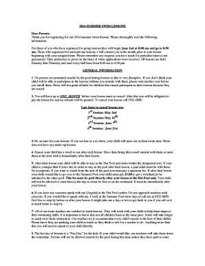 Fillable Online heisehotsprings Revised swim lessons letter to parents ...