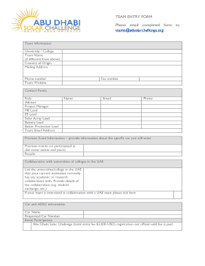 Fillable Online adsolarchallenge TEAM ENTRY FORM Please email completed ...