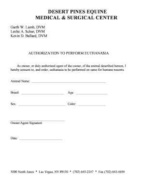 Fillable Online Euthanasia Form Fax Email Print - pdfFiller