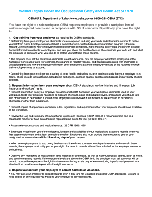 Fillable Online osha Worker Rights Under the Occupational Safety and ...