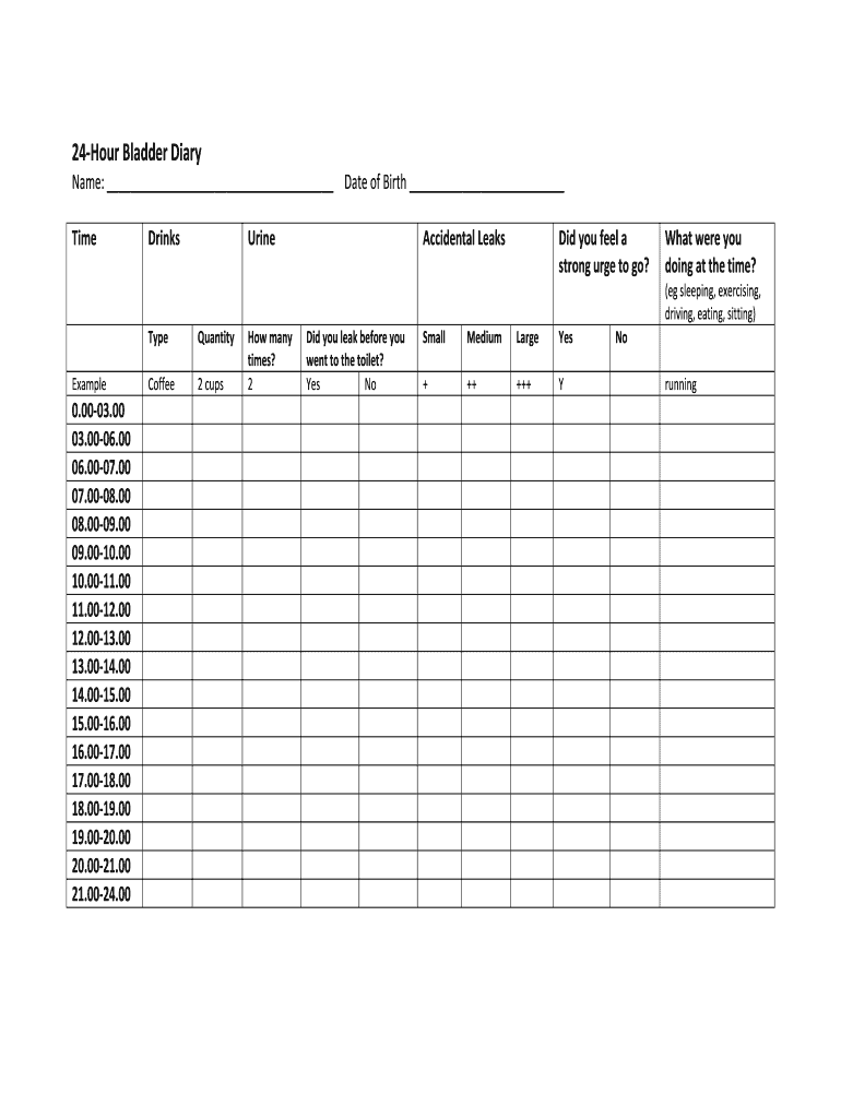 Fillable Online lion-health co 24-Hour Bladder Diary - bLionb bHealthb ...