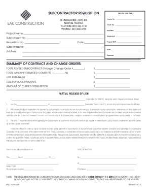 Fillable Online Download the Memphis Subcontractor Requisition Form Fax Email Print - pdfFiller