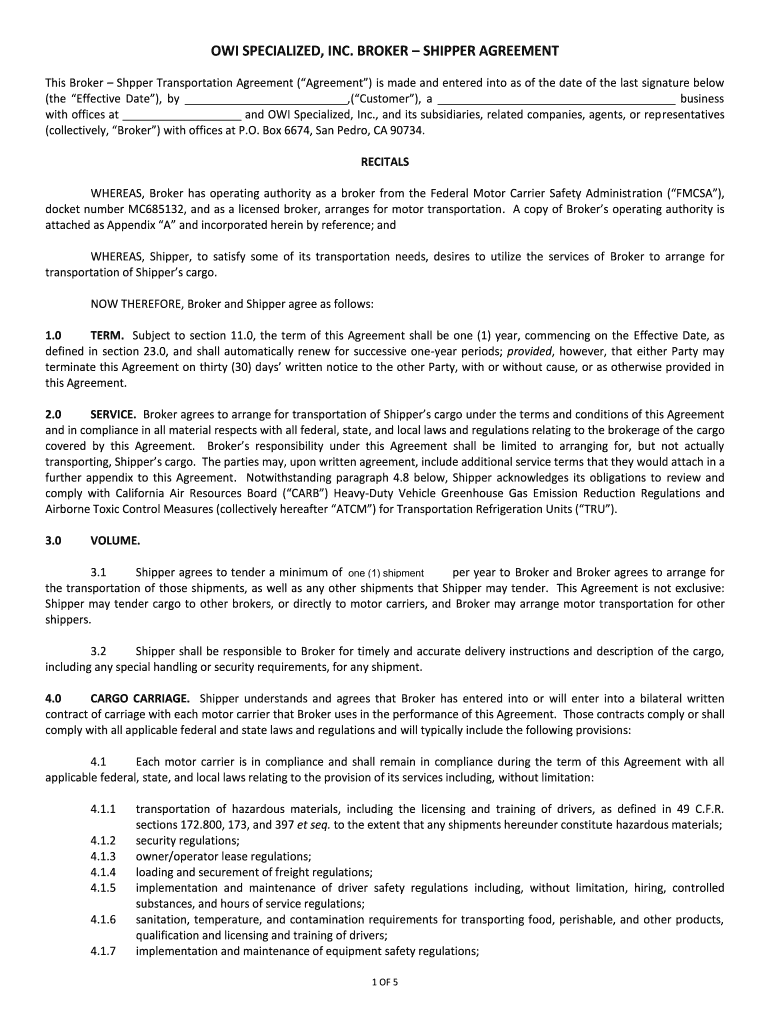 Shipper Broker Packet Fill Out Sign Online DocHub