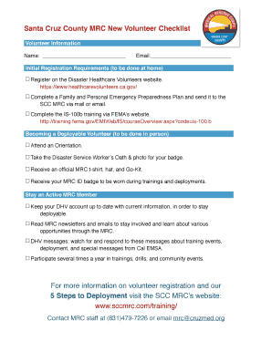 Fillable Online sccmrc Volunteer Registration Checklist - sccmrc Fax ...