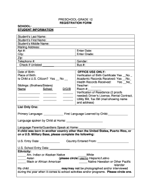 Fillable Online images pcmac PRESCHOOL-GRADE 12 REGISTRATION FORM ...