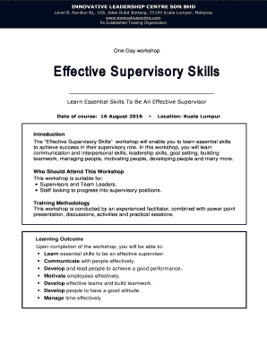 Fillable Online Effective Supervisory Skills - August 2016 intake Fax ...