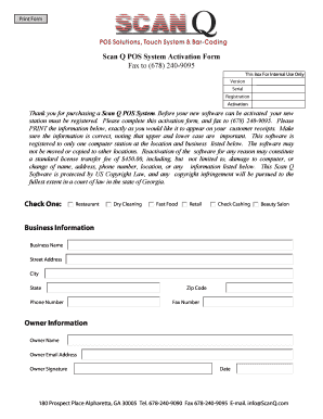 Fillable Online Scan Q POS System Activation Form Fax to 678 240-9095 ...
