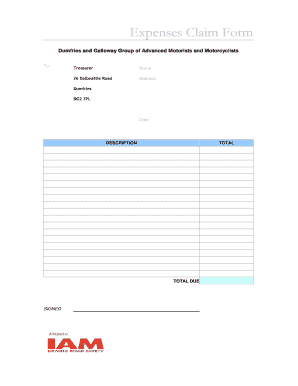Fillable Online iamdumfries org Expenses Claim Form ...