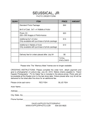 Fillable Online Generic Photo order Form - bkapplerphotobbcomb Fax ...