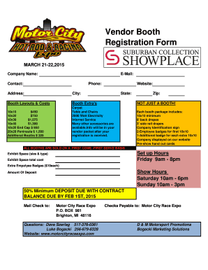 Fillable Online Vendor Booth Registration Form - Websites by the Menu ...
