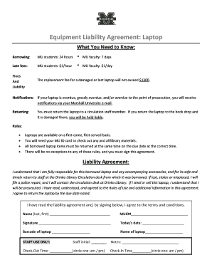 Fillable Online marshall Laptop Liability Agreement form - Marshall ...