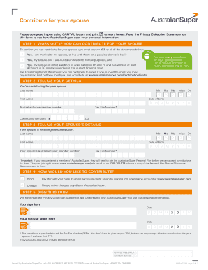 Fillable Online Contribute for your bspouse formb - AustralianSuper Fax ...