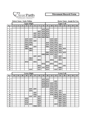 Fillable Online Movement Record Form Patient Name: Emily Phillips ...