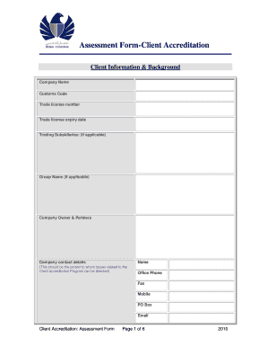 Fillable Online qa dxbcustoms gov Assessment Form-Client Accreditation ...