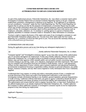 Fillable Online hr4kfctb CONSUMER REPORT DISCLOSURE AND AUTHORIZATION ...