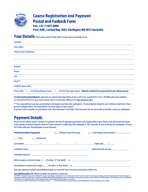 Fillable Online Course Registration and Payment Postal and Faxback Form ...