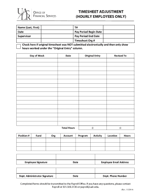 Fillable Online ualr Timesheet Adjustment - ualr Fax Email Print - pdfFiller