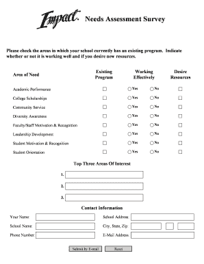 Fillable Online Needs Assessment Survey - Valley Graduate Services Fax ...